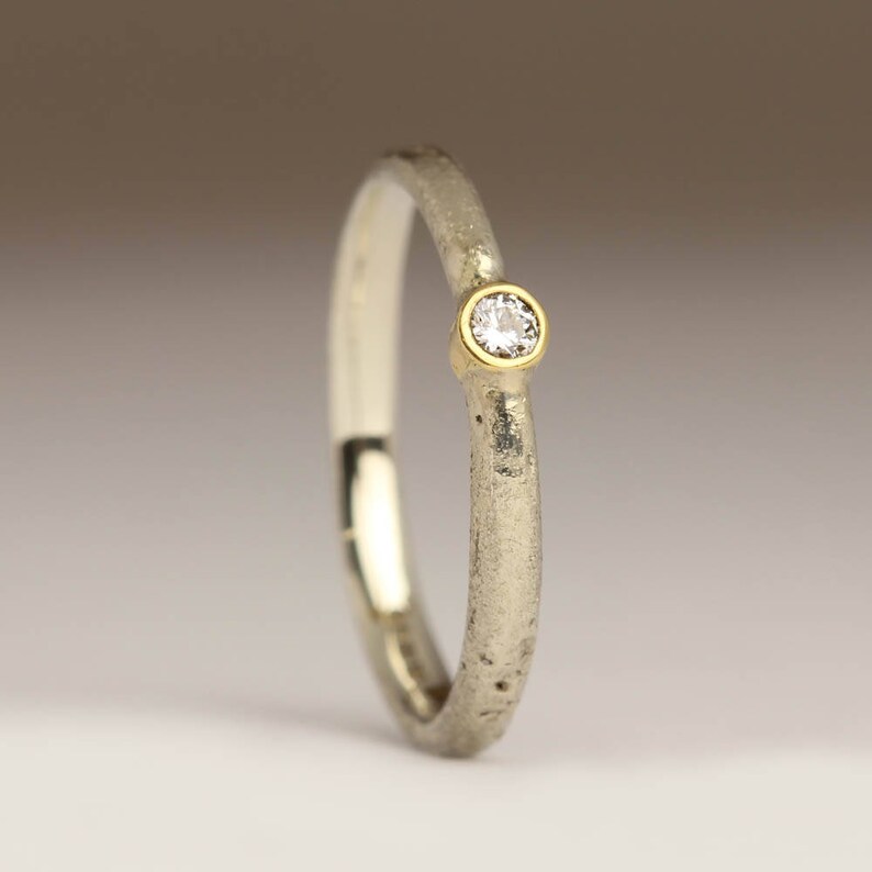 9ct White Gold and Diamond Engagement Ring Dainty Modest | Etsy