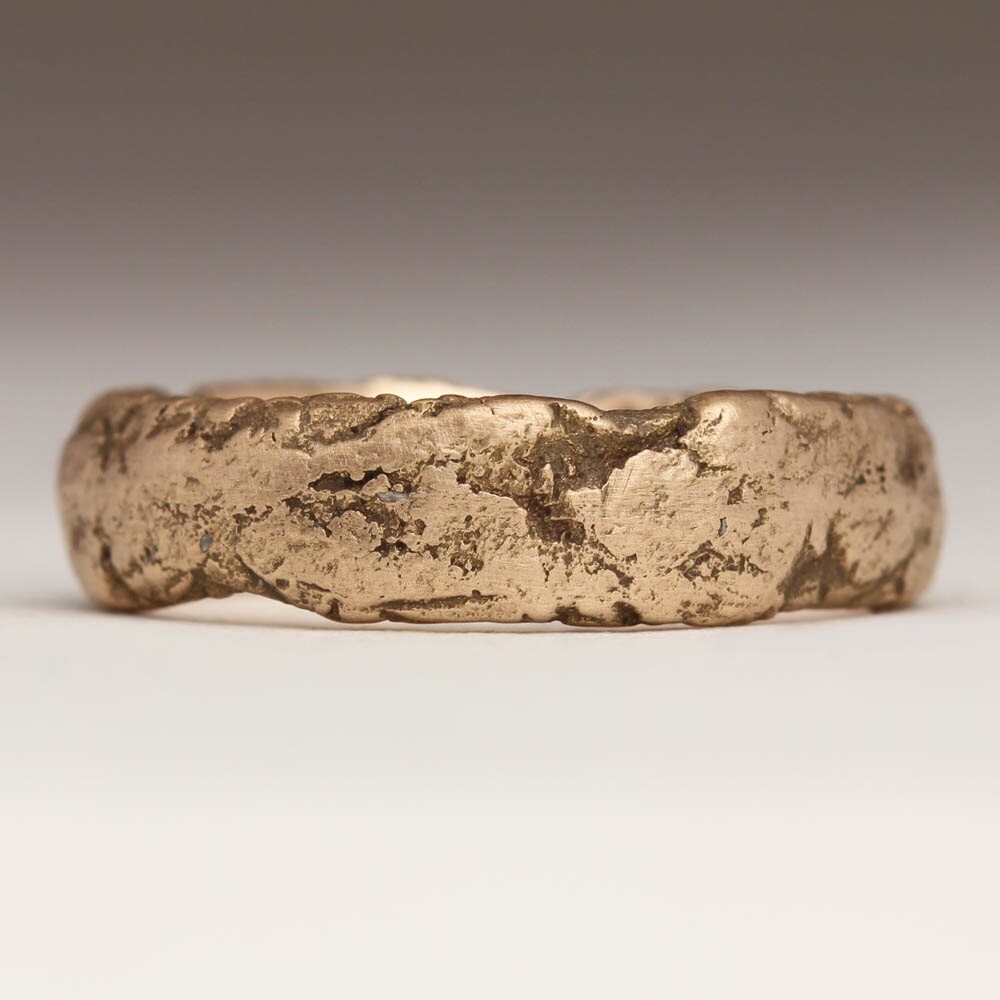Sandcast 18ct Red Gold Ring Rugged Rustic Wedding Ring - Etsy UK