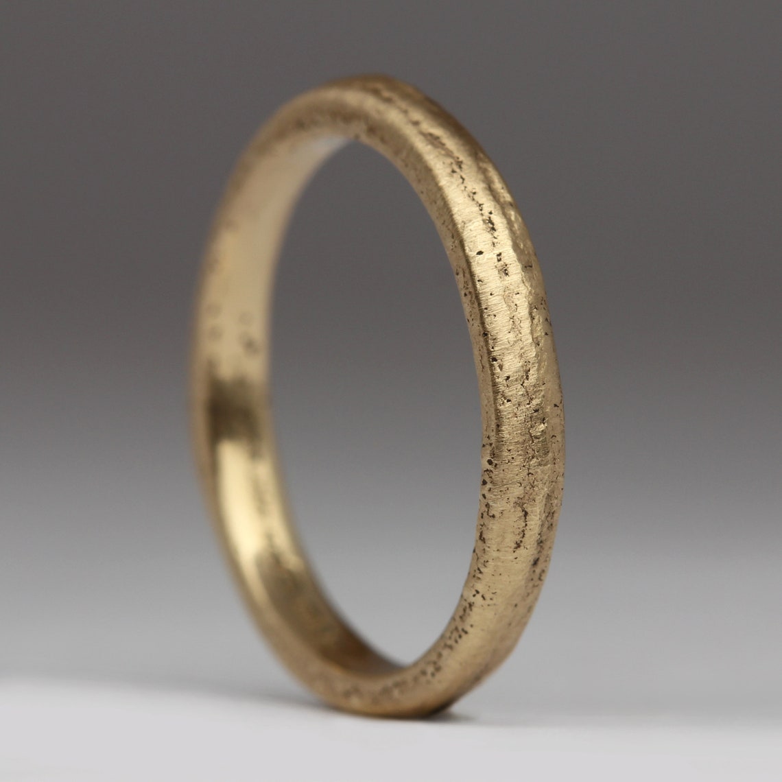 Thin Textured Flat Gold Ring Sandcast Stacking Ring 2mm - Etsy Canada