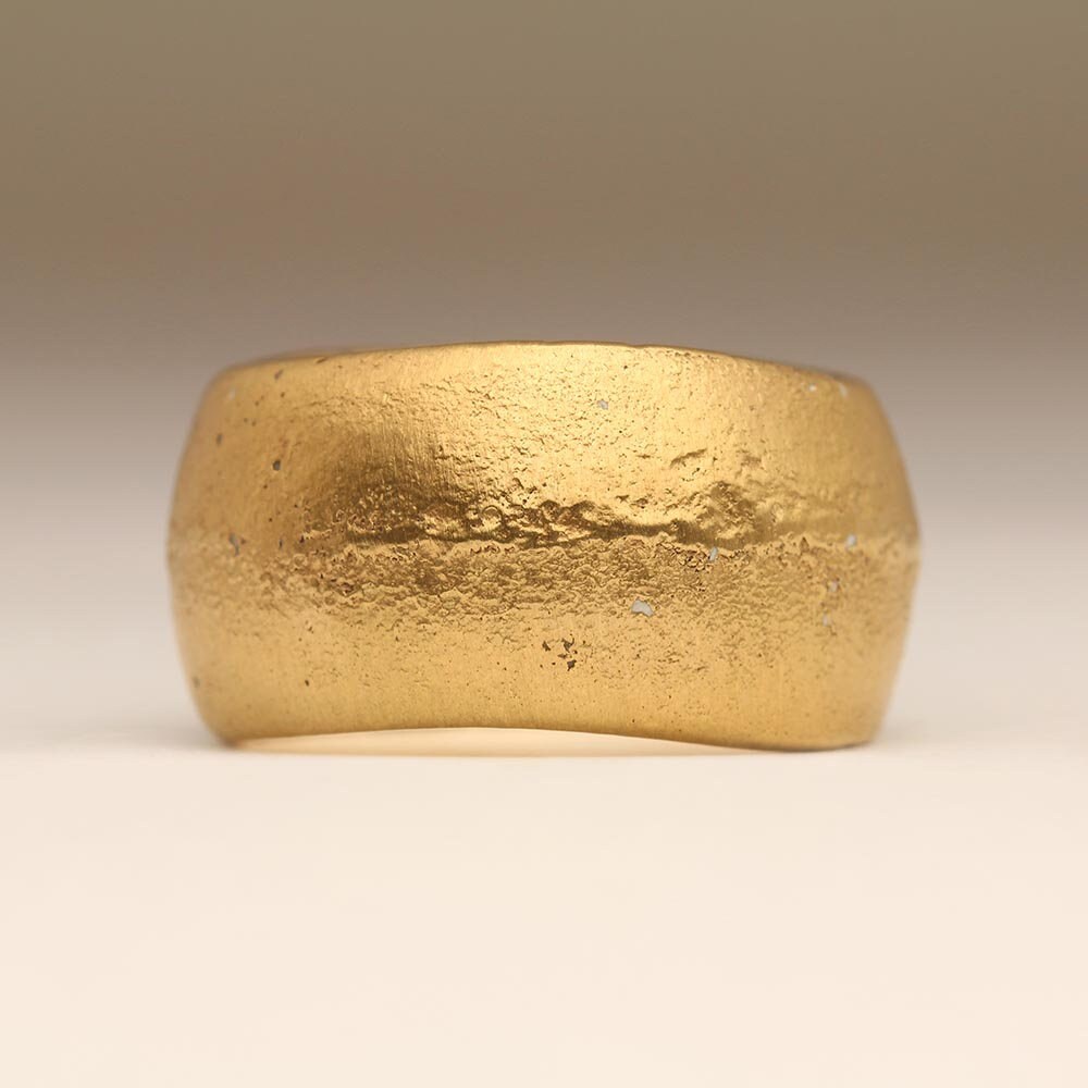 Giant Gold Ring, 9ct Gold Extra Wide Ring, Sandcast Organic Ring, Matte ...