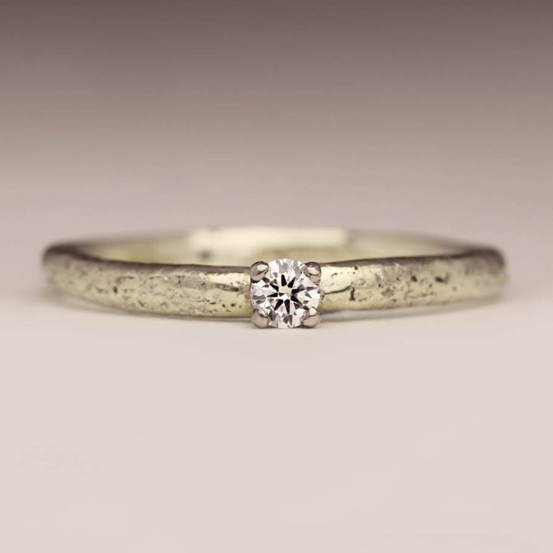 Delicate Engagement Ring, 9ct White Gold 3mm Diamond, Dainty Diamond ...
