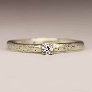 Delicate Engagement Ring, 9ct White Gold 3mm Diamond, Dainty Diamond ...