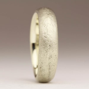 6mm 9ct White Gold Ring, Sandcast Wedding Ring, Chunky Rustic Jewellery ...