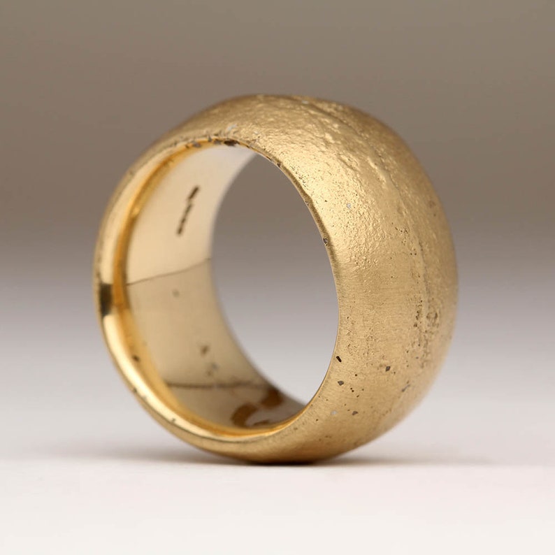 Giant Gold Ring, 9ct Gold Extra Wide Ring, Sandcast Organic Ring, Matte ...