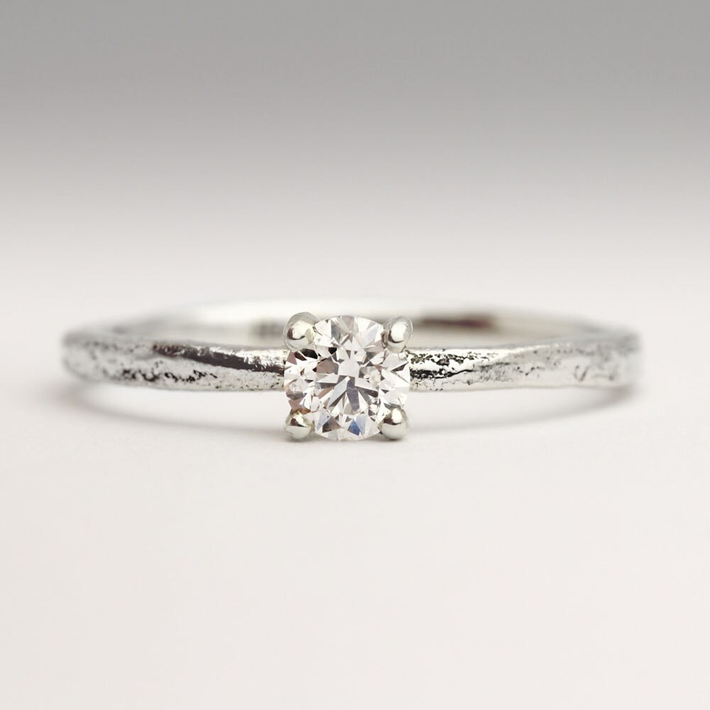 Conflict Free 4mm Diamond Ring 18ct White Gold Organic - Etsy