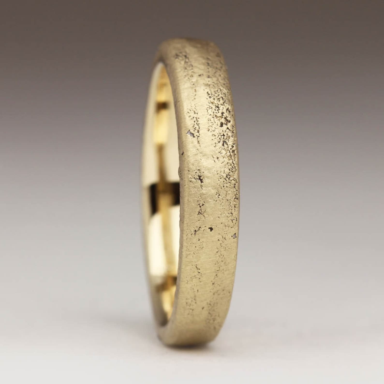 4mm Flat 9ct Gold Ring, Ancient Style Ring, Rugged Jewellery, Matte ...