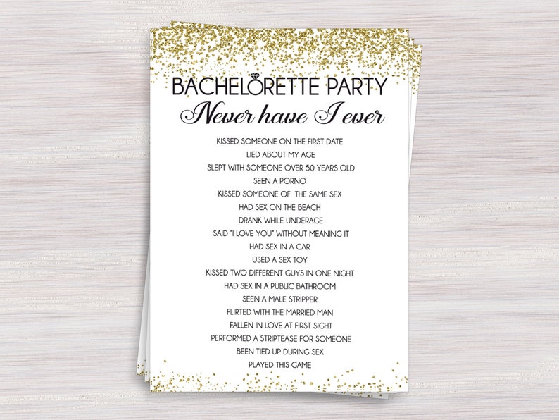 Never Have I Ever Bachelorette Party Drinking Game Hens Etsy