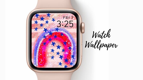 Pink apple watch wallpaper template mockup screen face America | Etsy