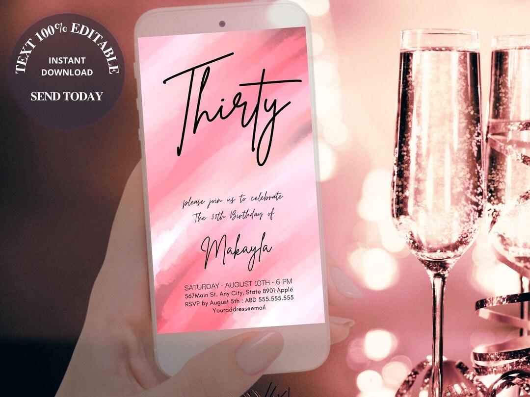 30th Birthday Invitation for Women Shades of Pink Invitation - Etsy