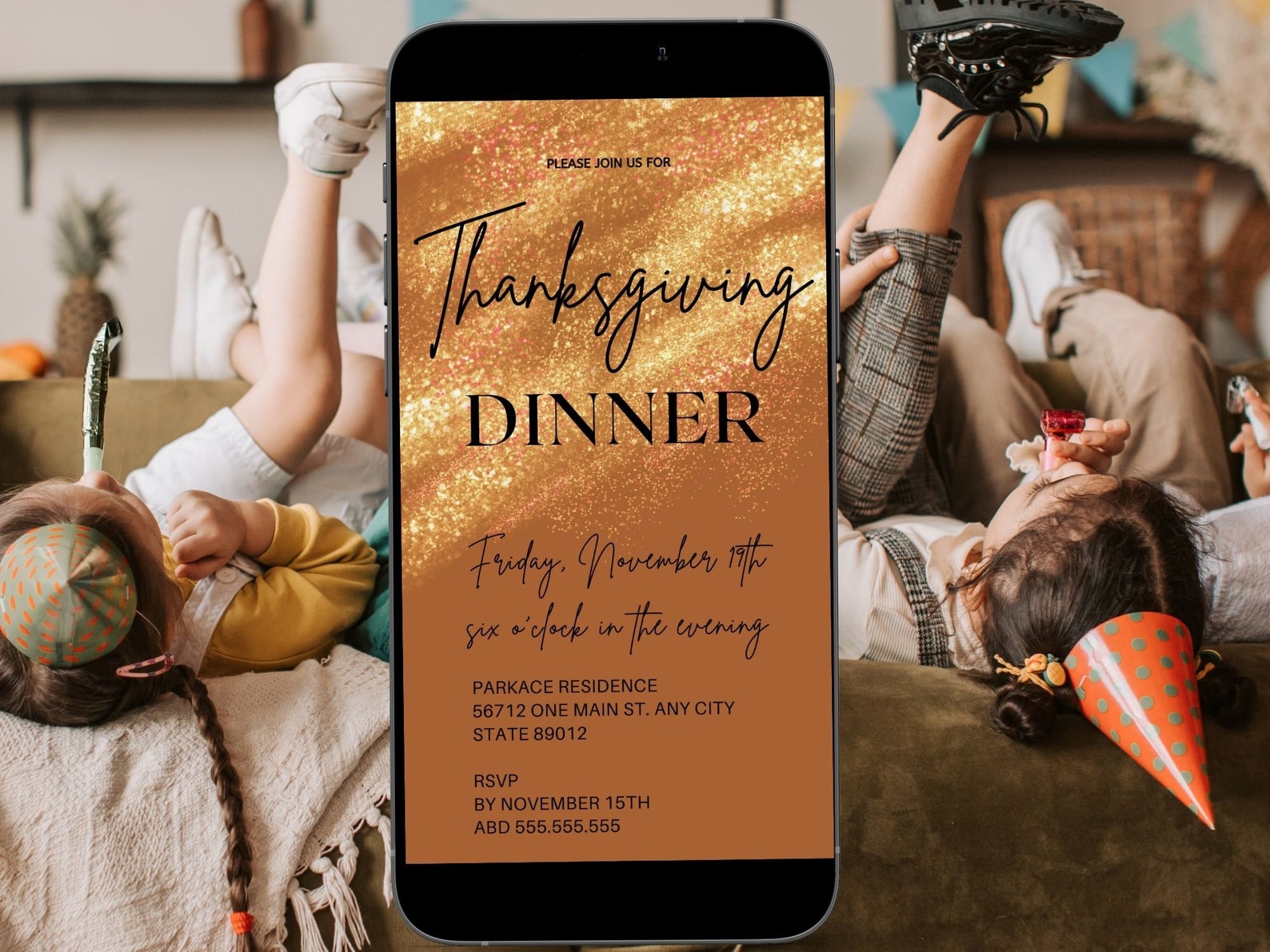 Thanksgiving Invitation Digital Template, Friends Thanksgiving Dinner ...