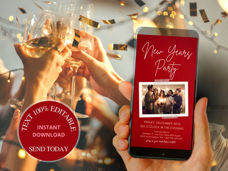 Family Party Invitation With Photo New Years Eve Invitations - Etsy