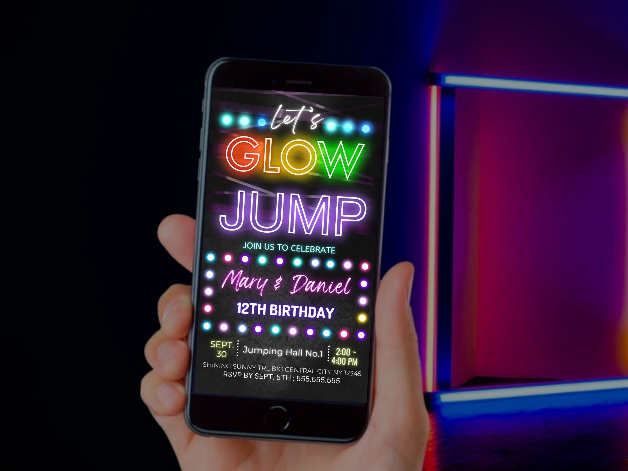 Jump Party Digital Invitation Template, Sky Zone Bounce House Evite ...