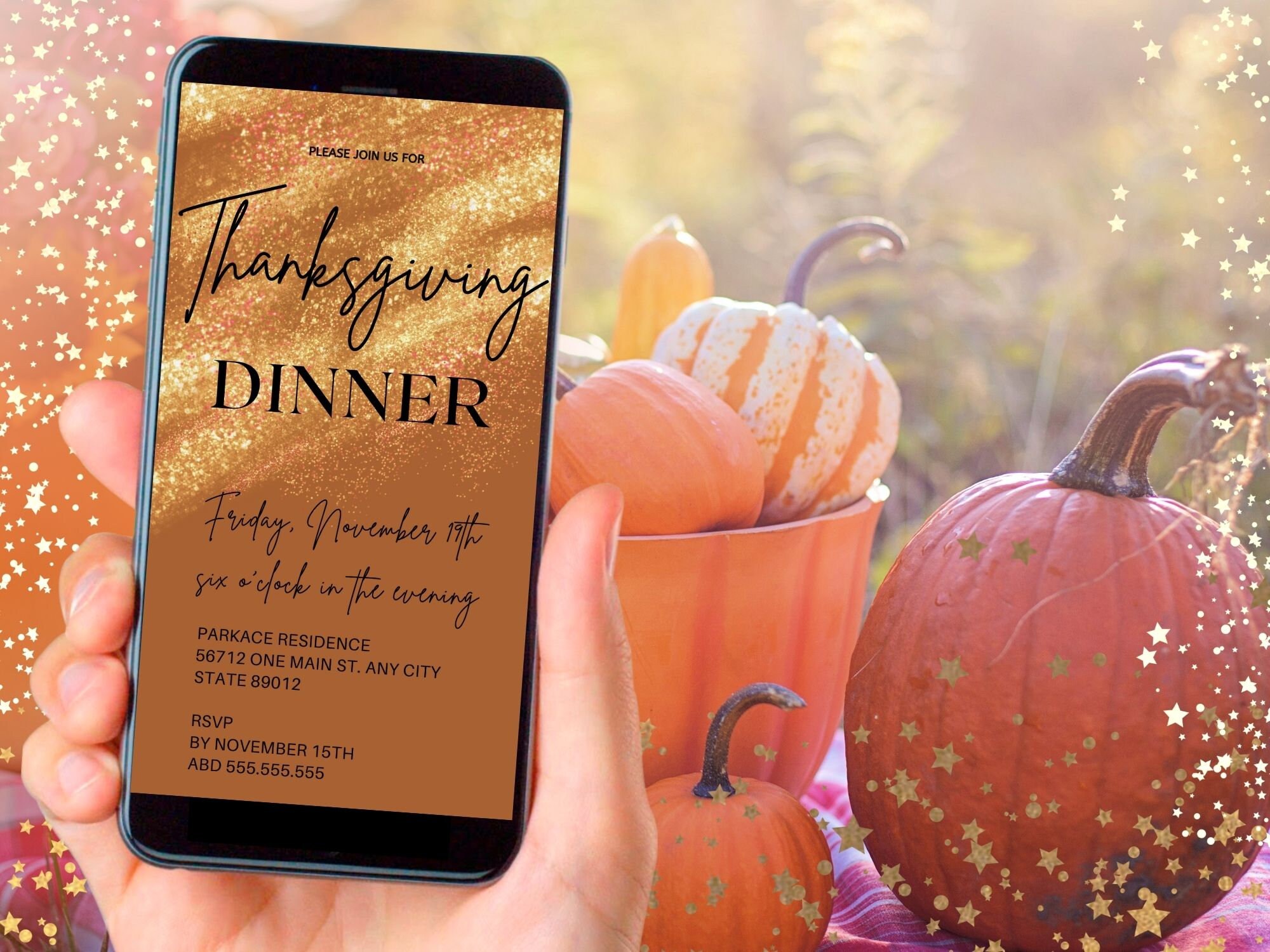 Thanksgiving Invitation Digital Template, Friends Thanksgiving Dinner ...