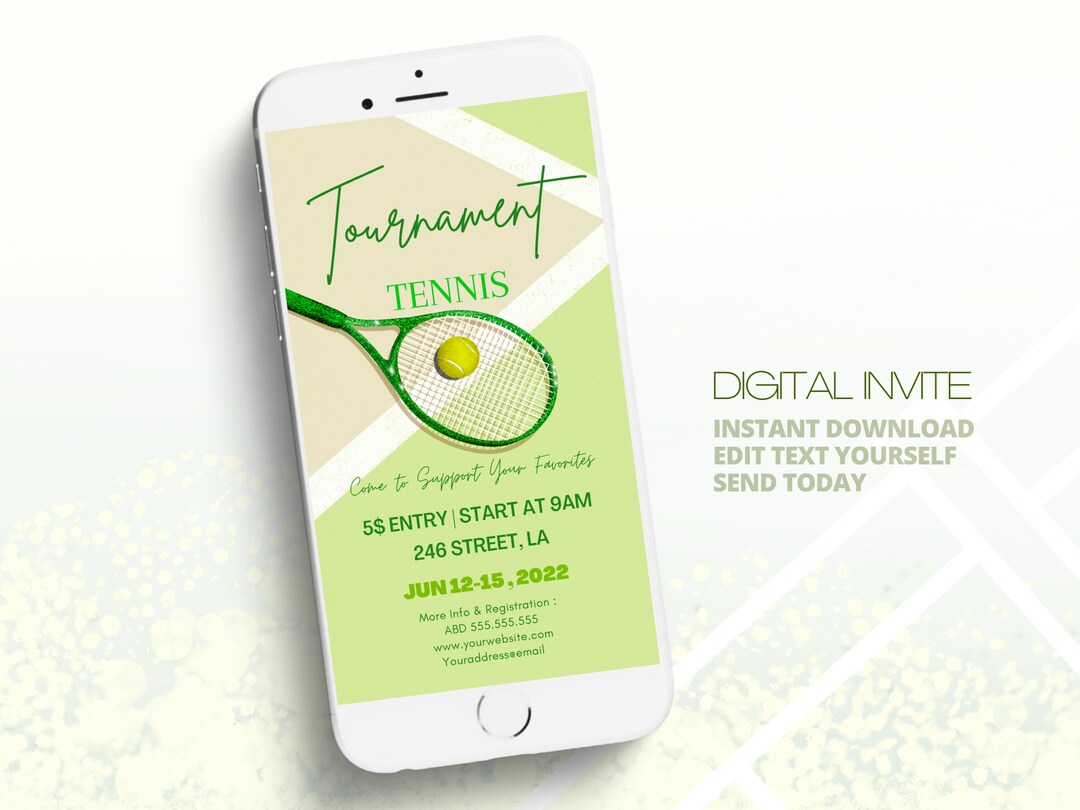 Tennis Tournament Sports Game Party Digital Invitation Template, Tennis ...