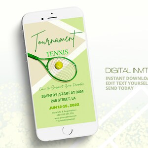 Tennis Tournament Sports Game Party Digital Invitation Template, Tennis ...