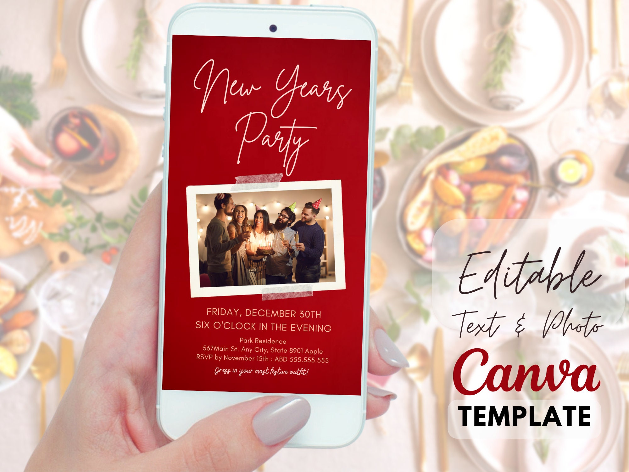 Family Party Invitation With Photo, New Years Eve Invitations Template ...