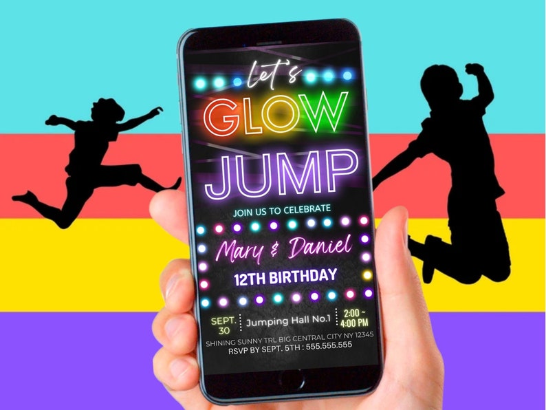 Jump Party Digital Invitation Template, Sky Zone Bounce House Evite ...