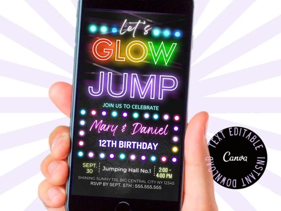 Jump Party Digital Invitation Template Sky Zone Bounce House | Etsy