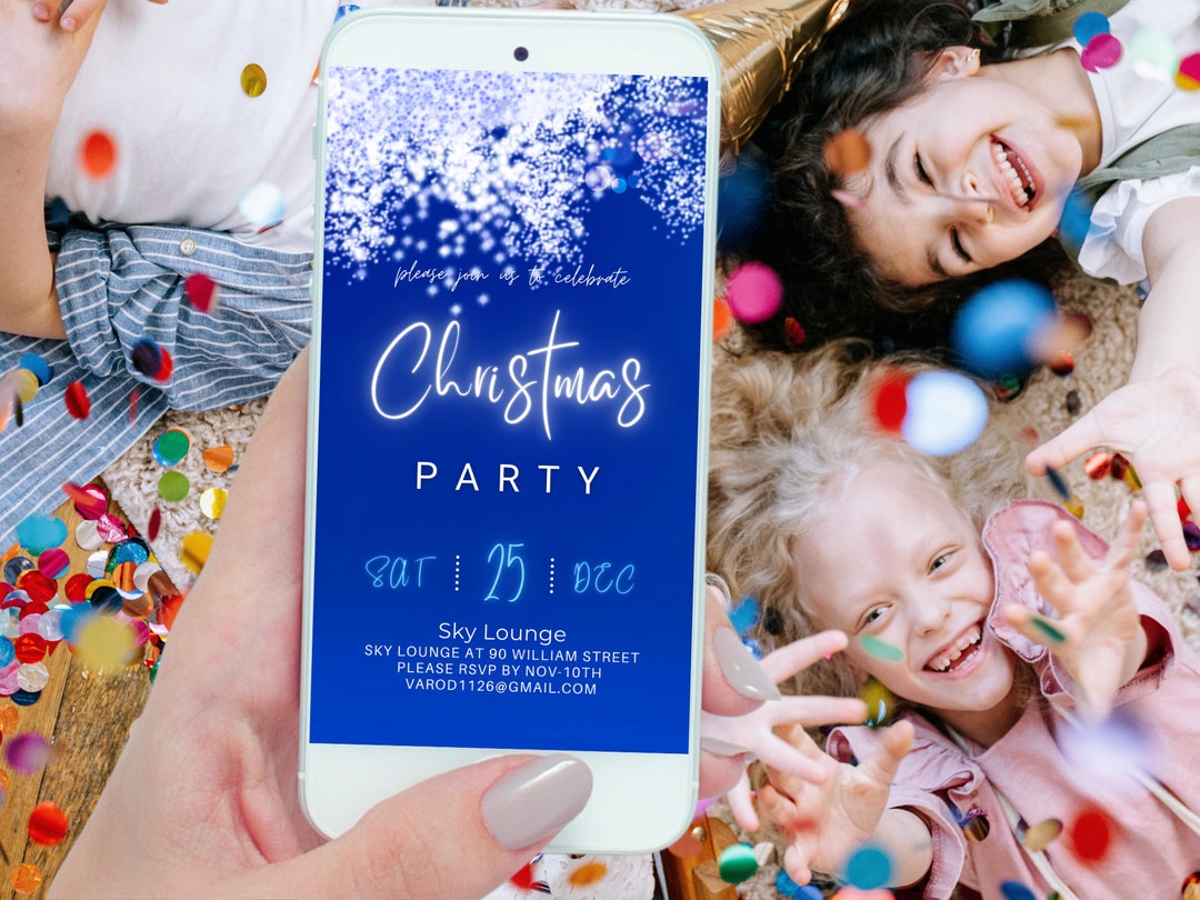 Editable Christmas Evite, Snow Ice Frozen Winter Kids Birthday Party ...