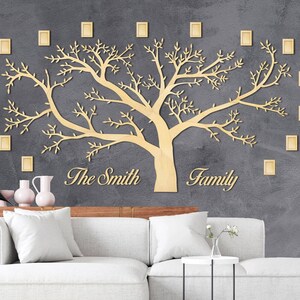 Wooden Family Tree With 15 Picture Frames (270x150cm/ 106x59in ...