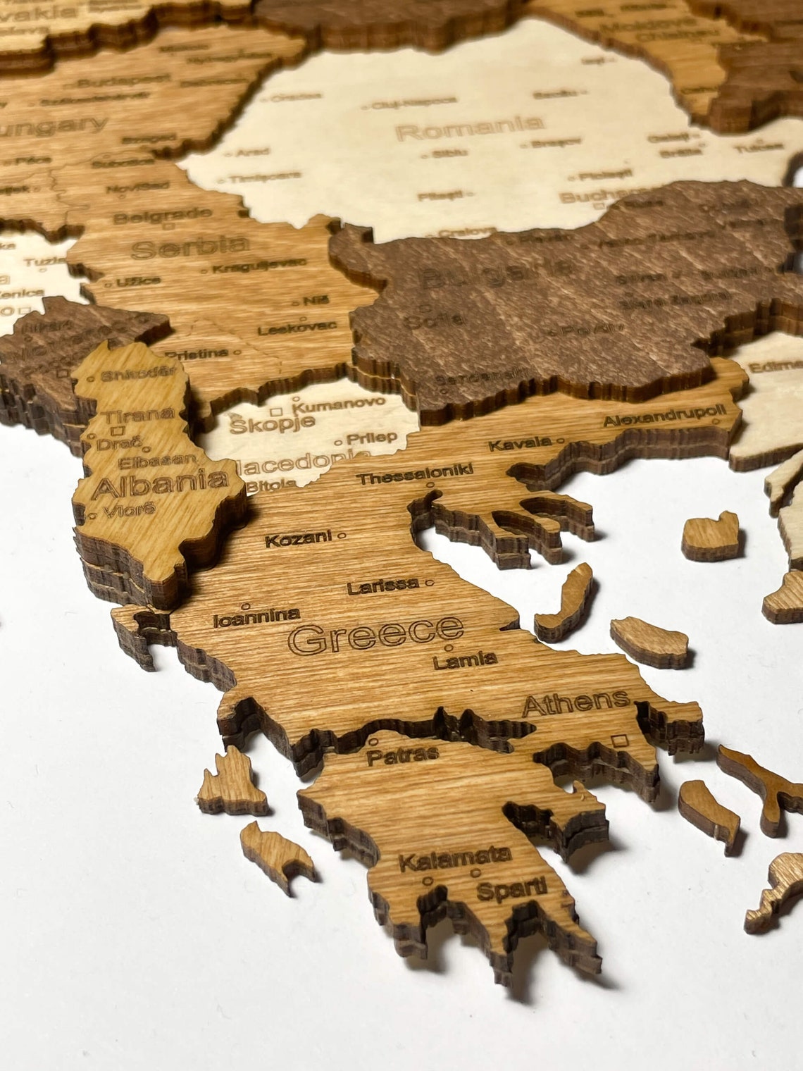 Wooden Europe Map Geography – 3D Wall Decoration Art for Living Room ...