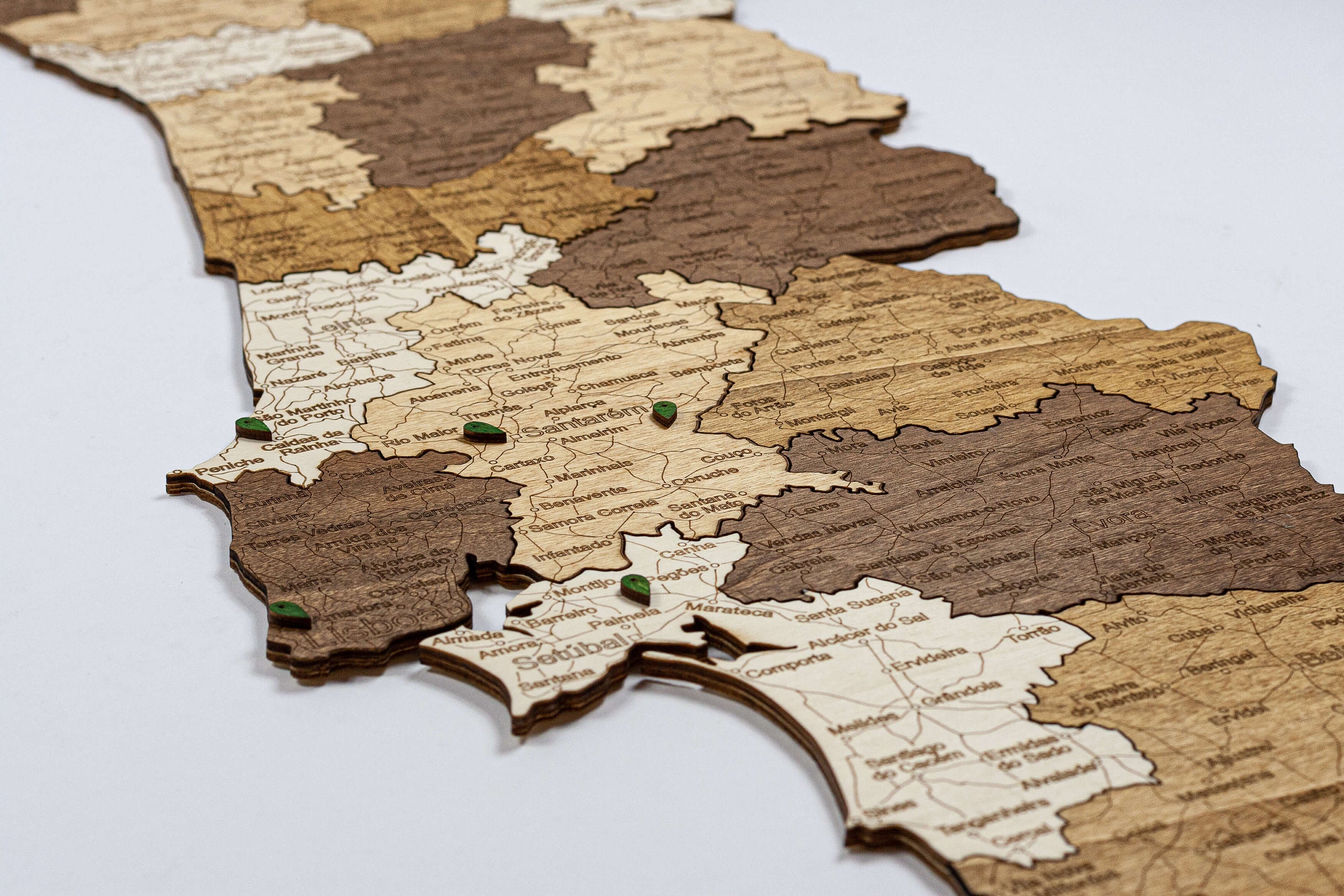 Portugal Wooden Map – Engraved Cities, Roads, Borders - Large ...