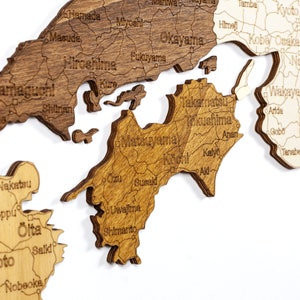 Japan Wooden Map – Engraved Cities, Roads, Borders - Large Multicolor ...