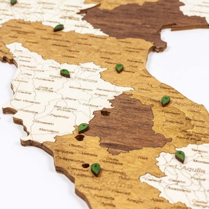 Wooden Map of Italy – Engraved Cities, Roads, Borders - Large ...