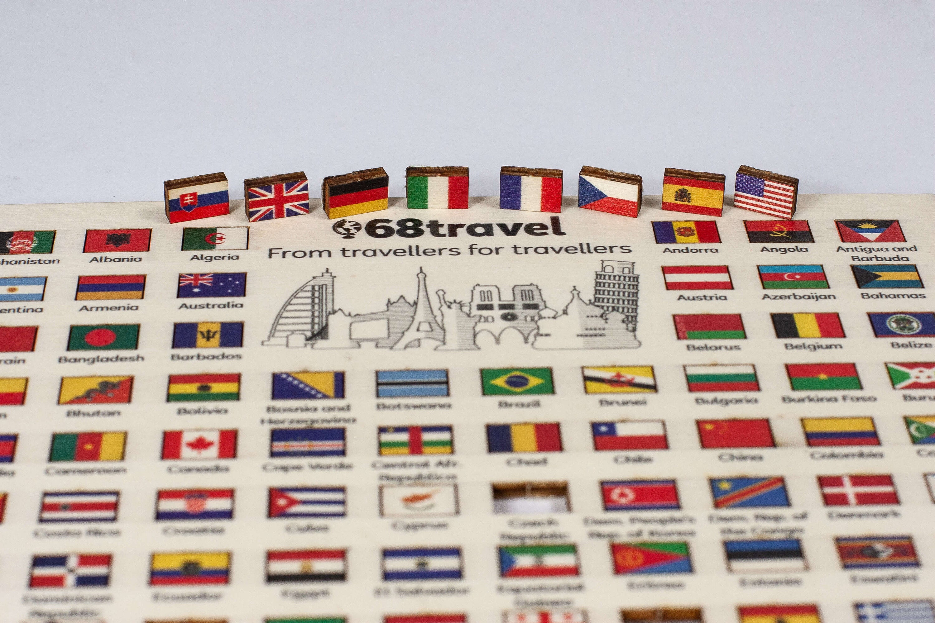 Wooden World Flags (346 Pieces) Stickable - Countries, States - Push ...
