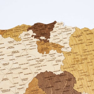 Wooden Map of Spain – Engraved Cities, Roads, Borders - Large ...