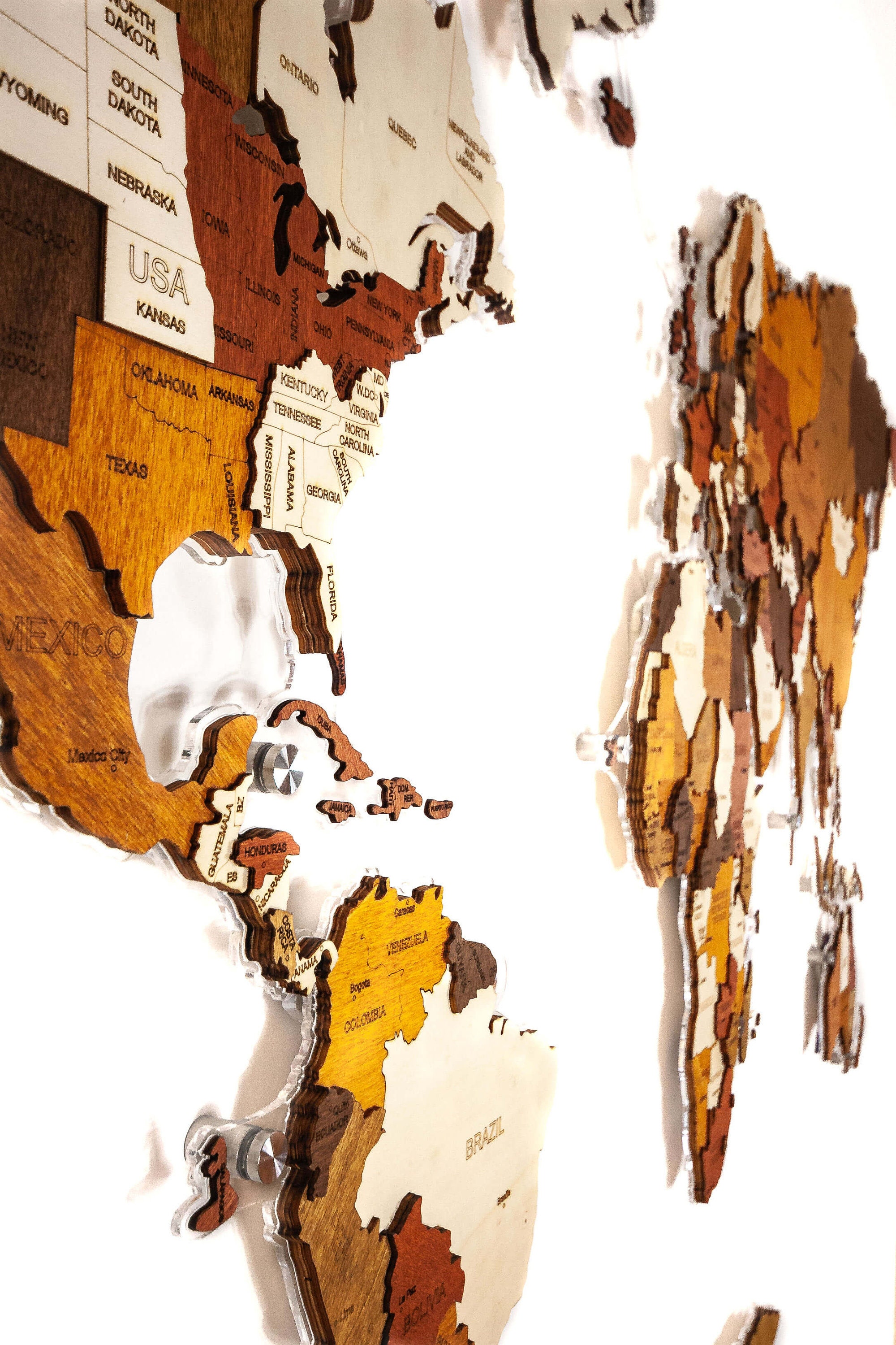 LED Backlight Wooden World Map Wall Decoration - Multilayer, Multicolor ...