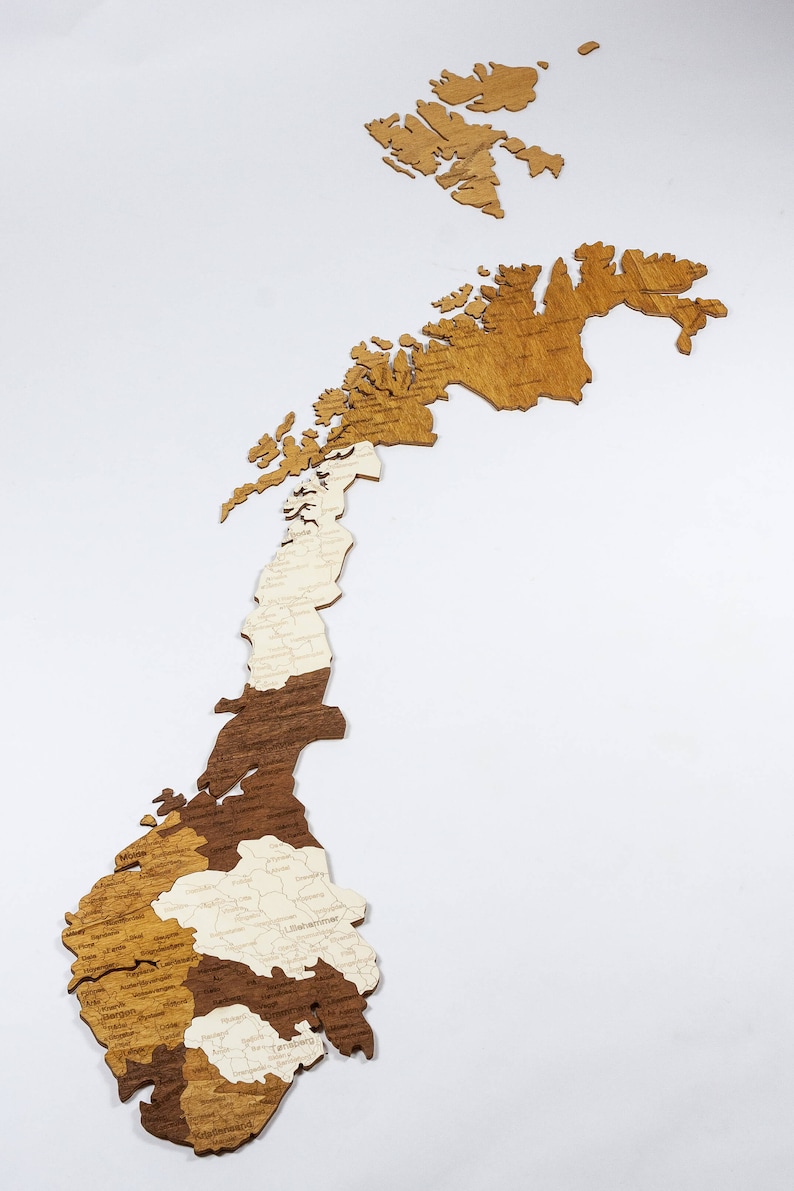 Wooden Map of Norway Engraved Cities Roads Borders Large - Etsy