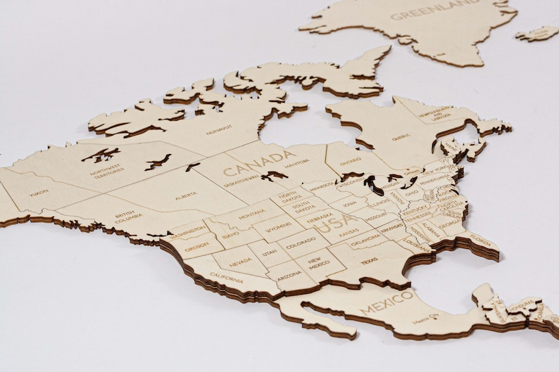 World Wood Map Wall Decoration - NATURAL Edition - 3D Multilayer,hand ...