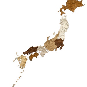 Japan Wooden Map – Engraved Cities, Roads, Borders - Large Multicolor ...