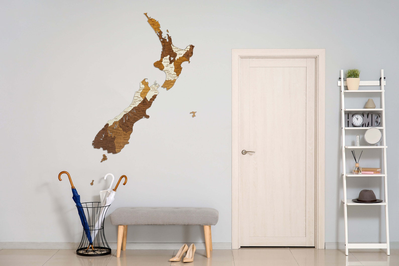 Wooden Map of New Zealand Engraved Cities Roads Borders - Etsy