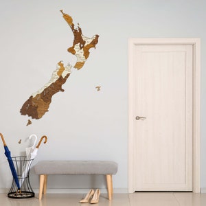 Wooden Map of New Zealand Engraved Cities, Roads, Borders Large ...