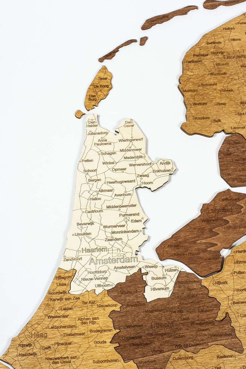 Wooden Map of Netherlands Engraved Cities Roads Borders - Etsy
