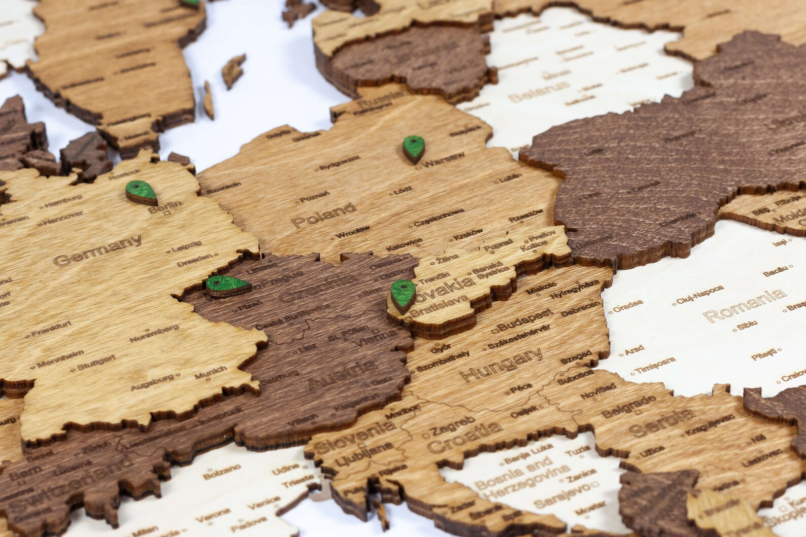Wooden Europe Map Geography – 3D Wall Decoration Art for Living Room ...