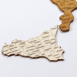 Wooden Map of Italy – Engraved Cities, Roads, Borders - Large ...