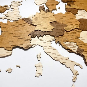 Wooden Europe Map Geography – 3D Wall Decoration Art for Living Room ...