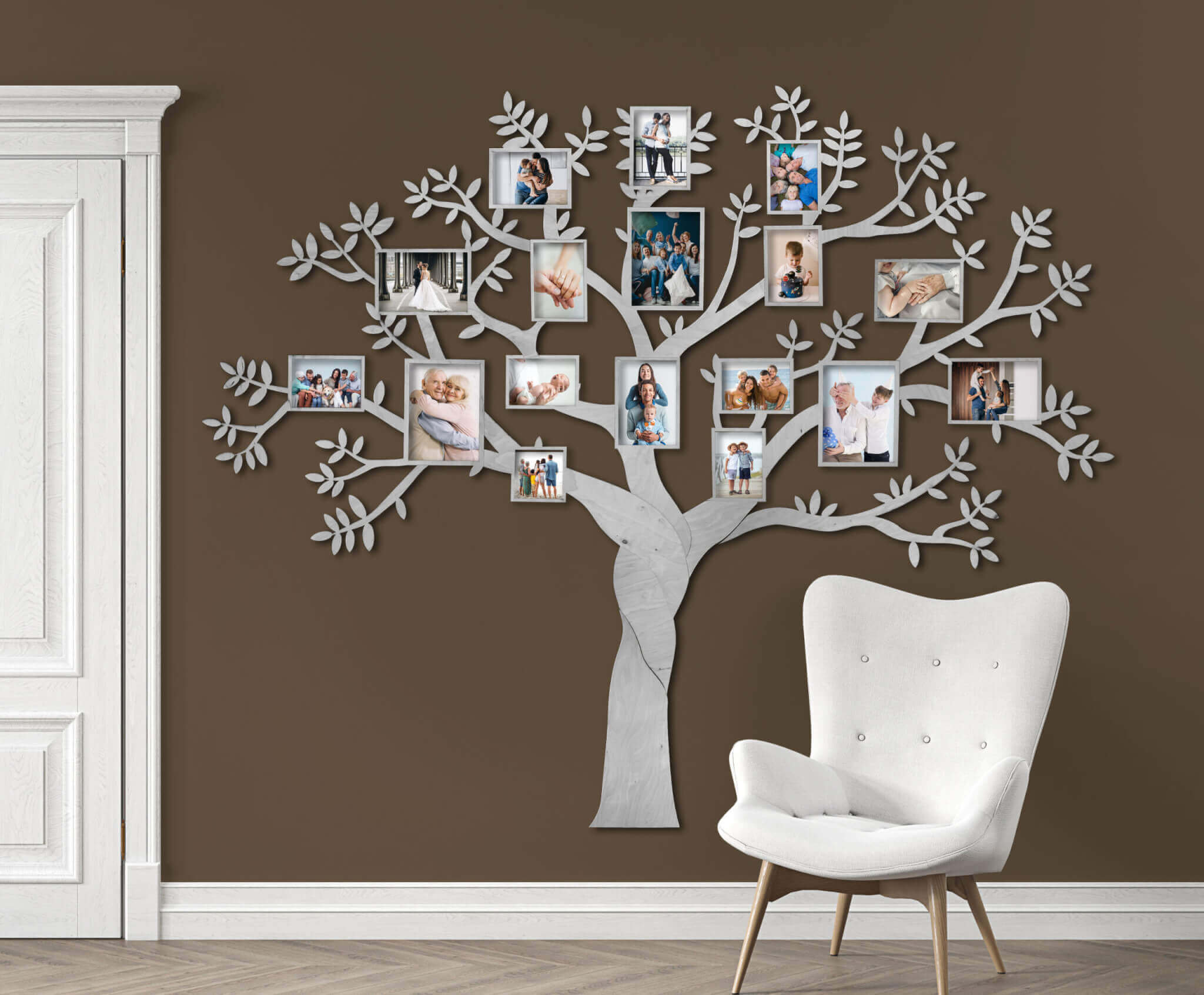 Wooden Family Tree With 17 Picture Frames 63x59in / - Etsy