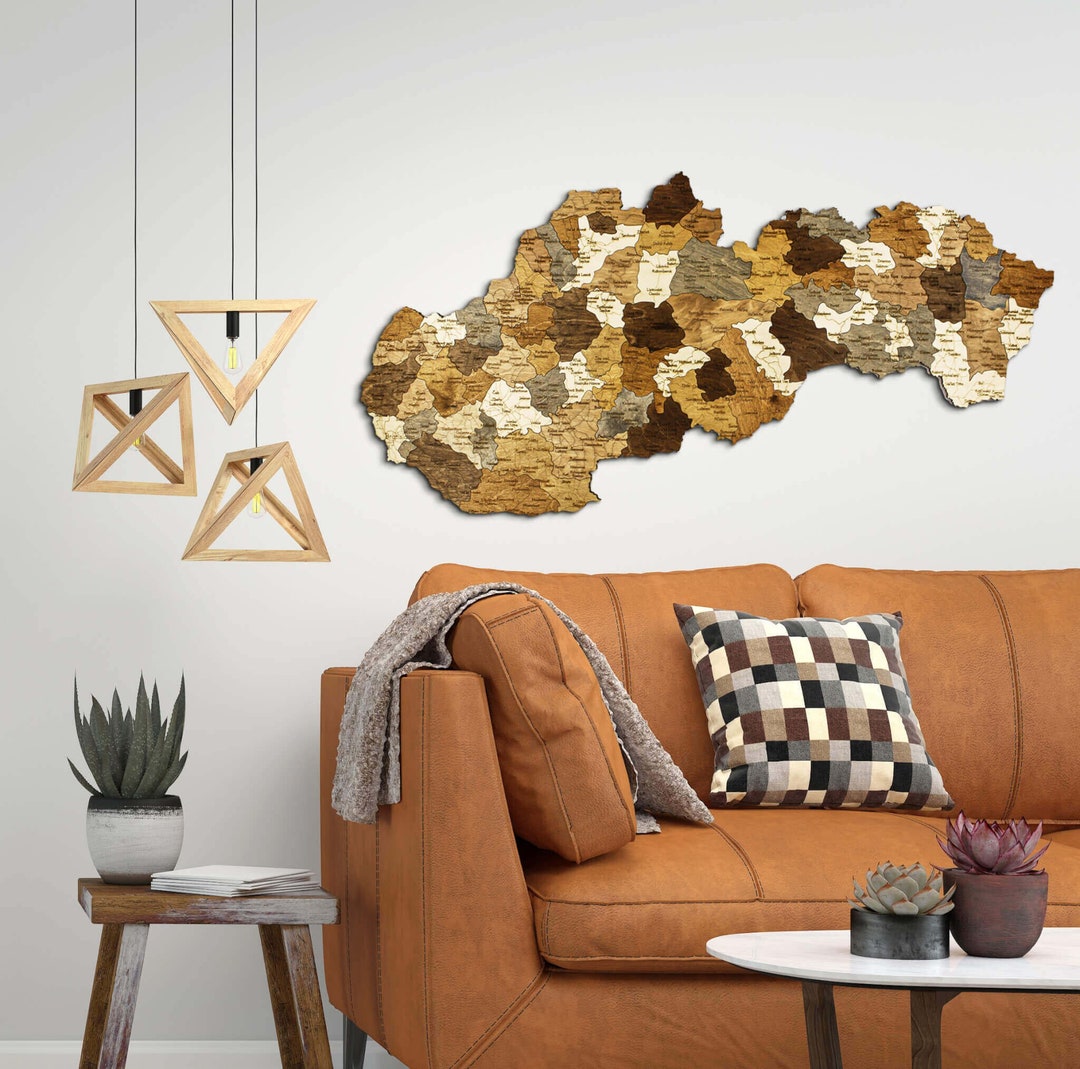 2D Wooden Map of Slovakia – Wall Decoration Art for Living Room, Study ...