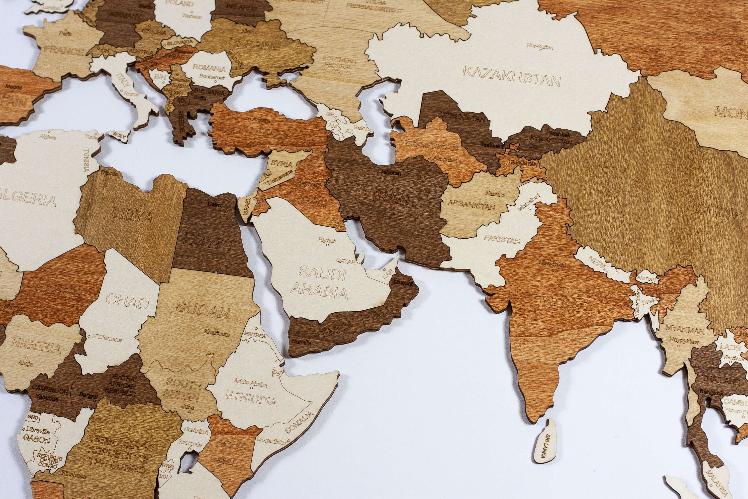 Wooden World Map Wall Decoration - No Duty/tax! 2D Multilayer ...