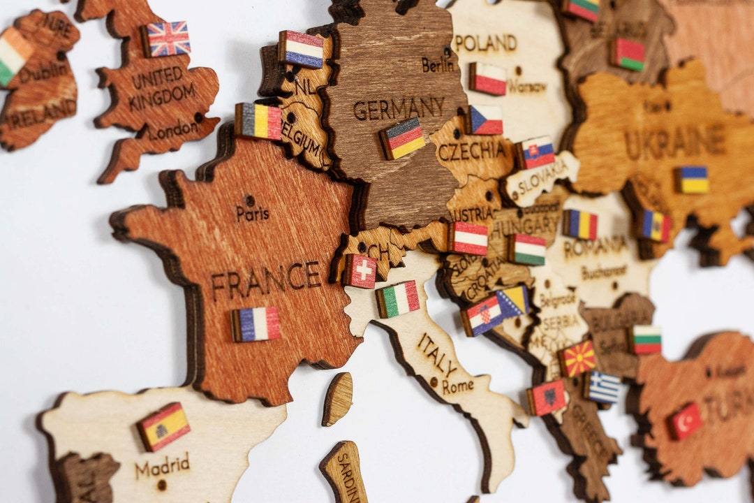 Wooden World Flags (346 Pieces) Stickable - Countries, States - Push ...