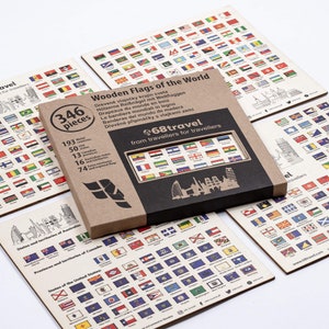 Wooden World Flags (346 Pieces) Stickable - Countries, States - Push ...