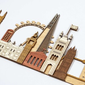 London Landmarks Wooden Wall Panel - Wall Decoration Art for Living ...
