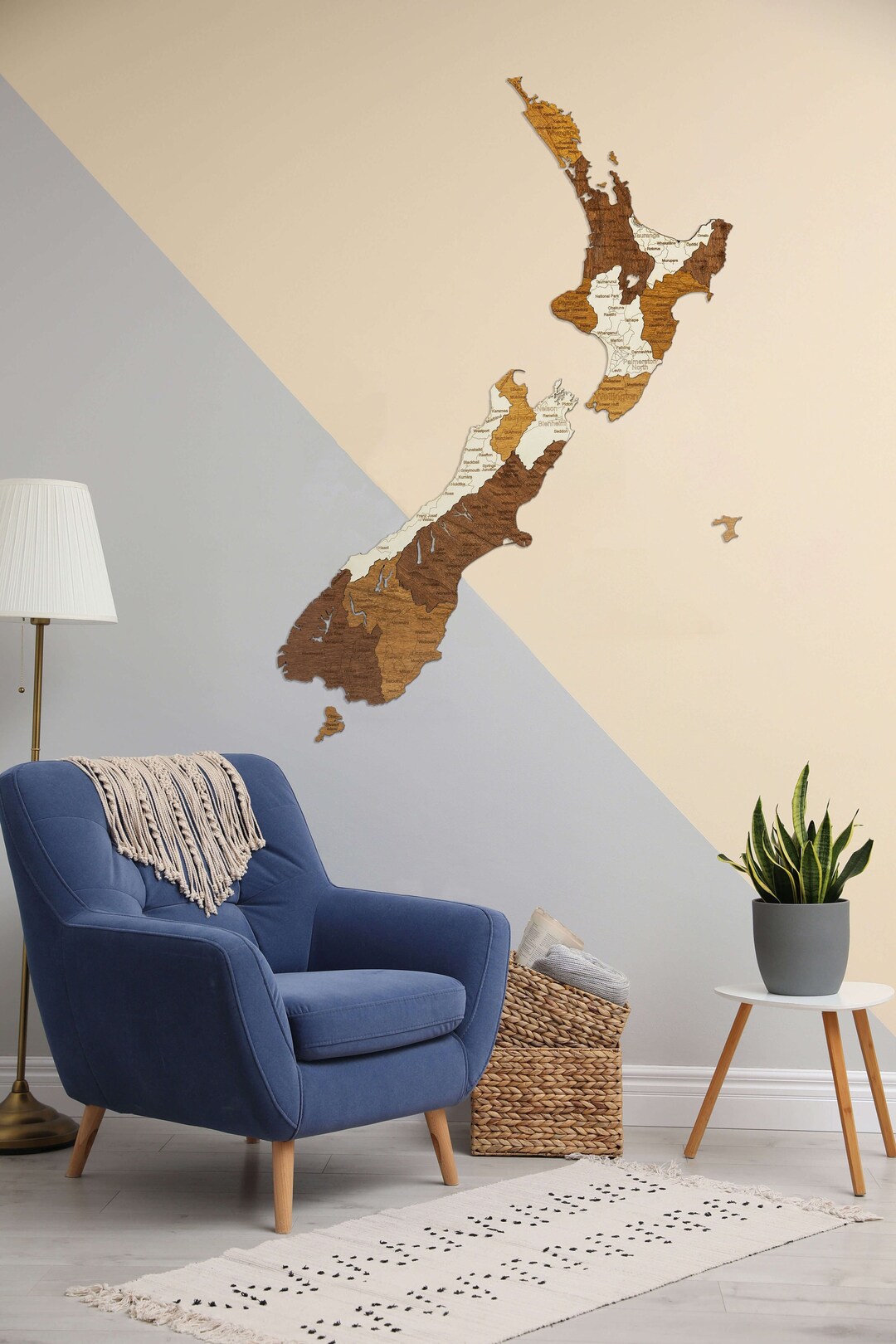 Wooden Map of New Zealand Engraved Cities, Roads, Borders Large ...