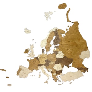 Wooden Europe Map Geography – 3D Wall Decoration Art for Living Room ...