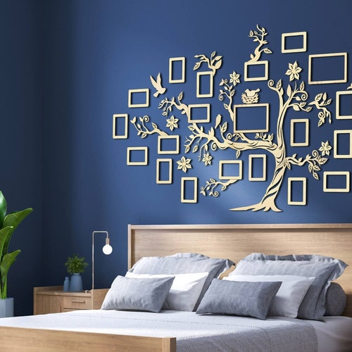 Custom Wooden Family Tree With Frames Family Tree Wall Art - Etsy