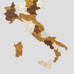 Wooden Map of Italy – Engraved Cities, Roads, Borders - Large ...